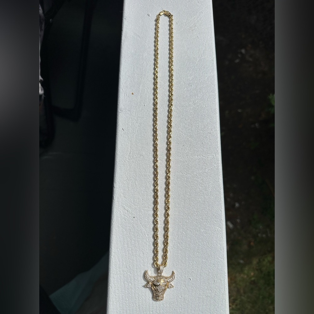 14k Gold Bull Pendant Necklace Solid Pure “Gold” - Gem